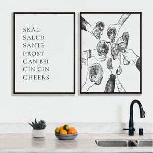 Cheers Printable Poster Set of 2, Cheers Sign, Bar Cart Print, Cocktail Print, Bar Cart Art ...