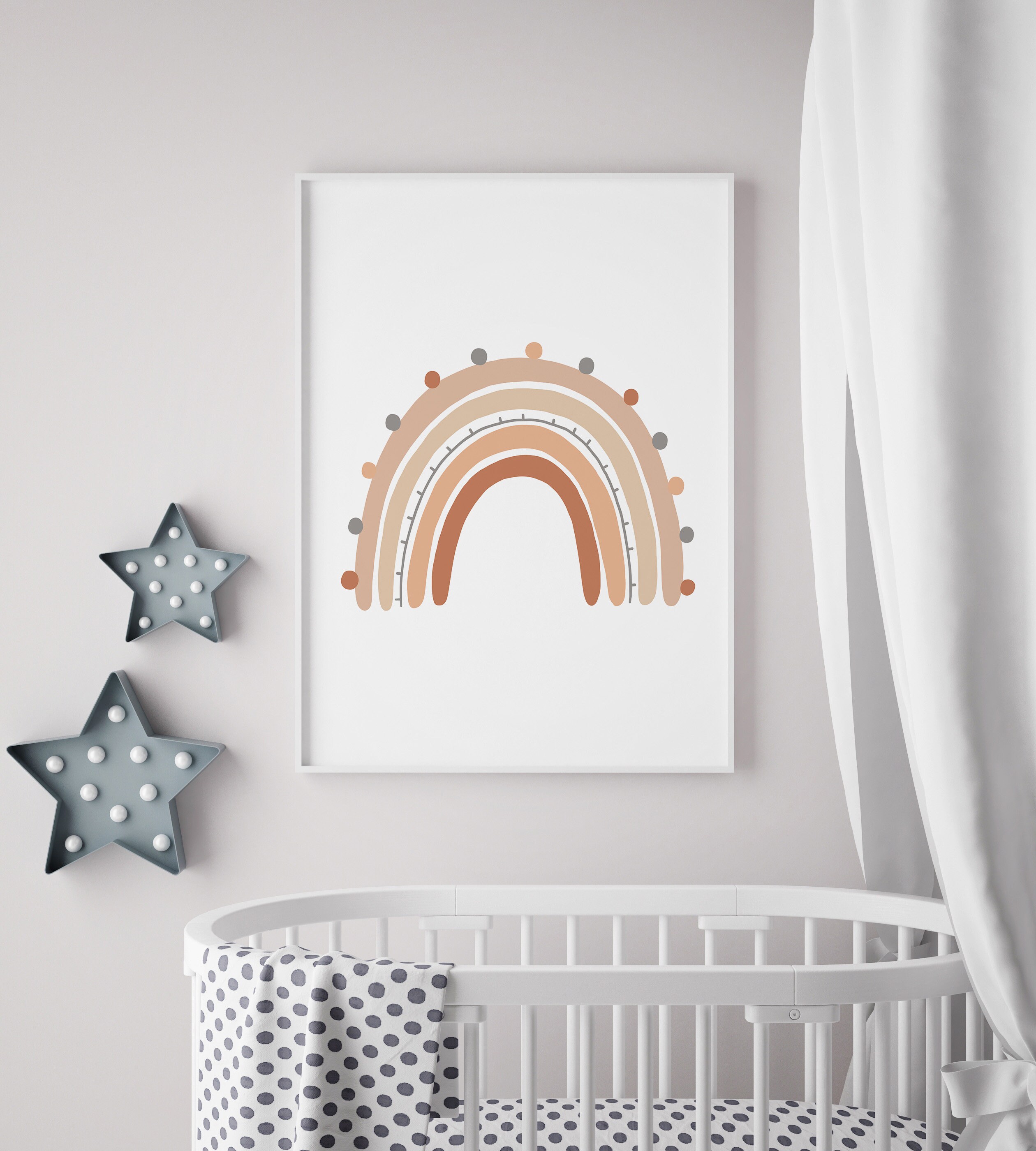 Rainbow Nursery Decor Boho Rainbow Poster Pom Poms Printable | Etsy
