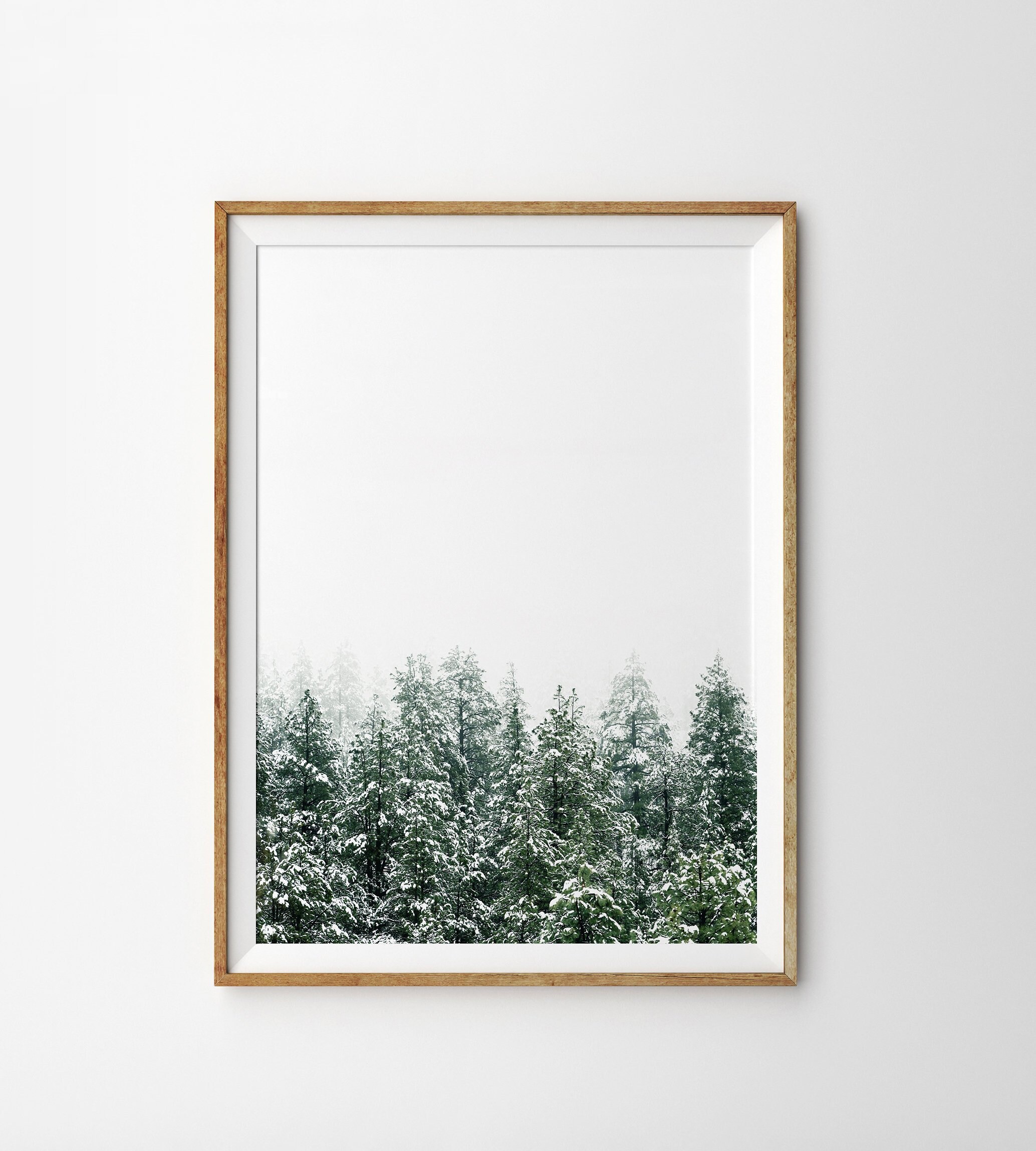 Snow Covered Forest Print Winter Wall Art Christmas Scene | Etsy