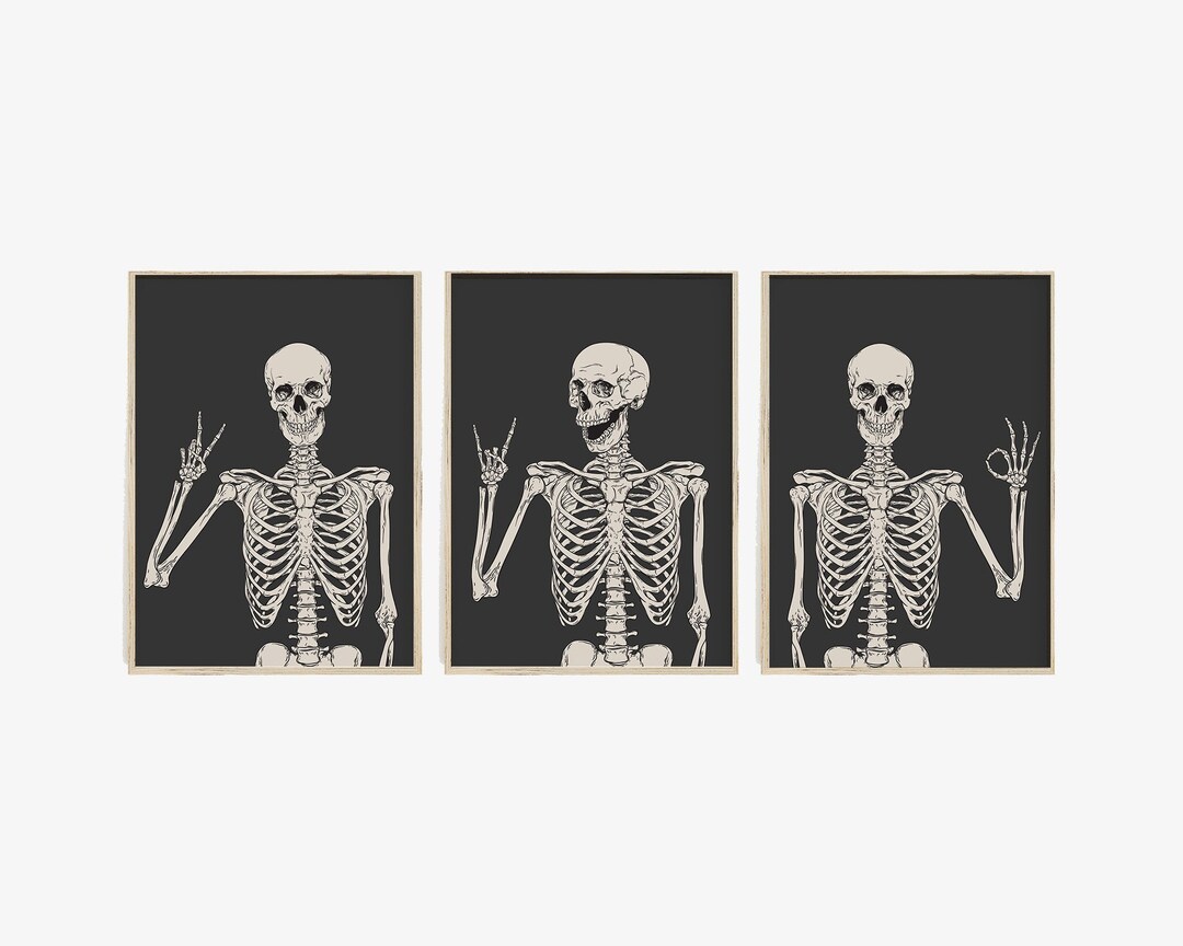 Set of 3 Halloween Prints, Funny Skeletons, Halloween Printable ...