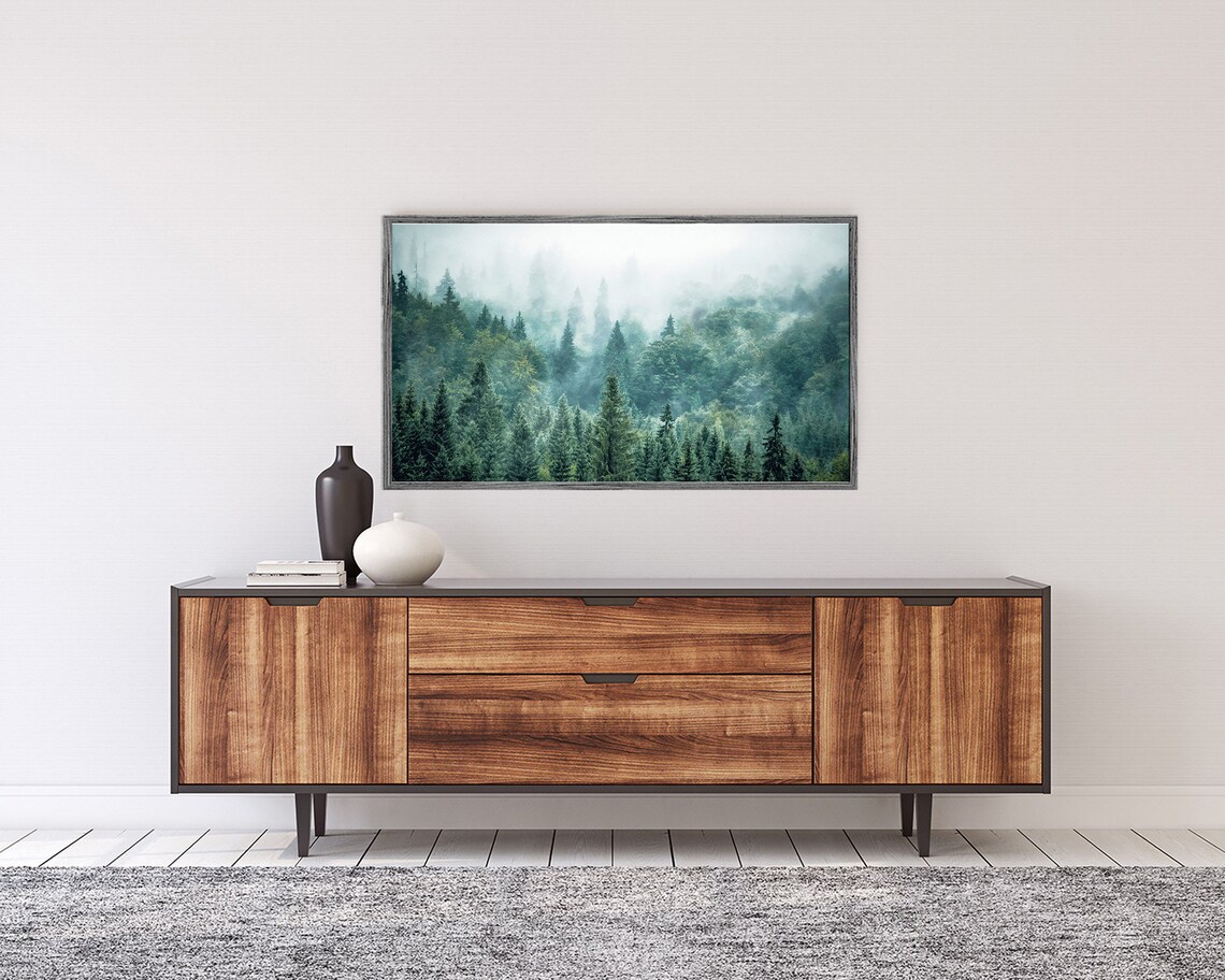 Frame TV Art Blue Green Forest Pine Trees Samsung Digital | Etsy