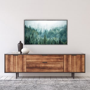 Frame TV Art, Blue Green Forest, Pine Trees, Samsung Digital TV Art ...
