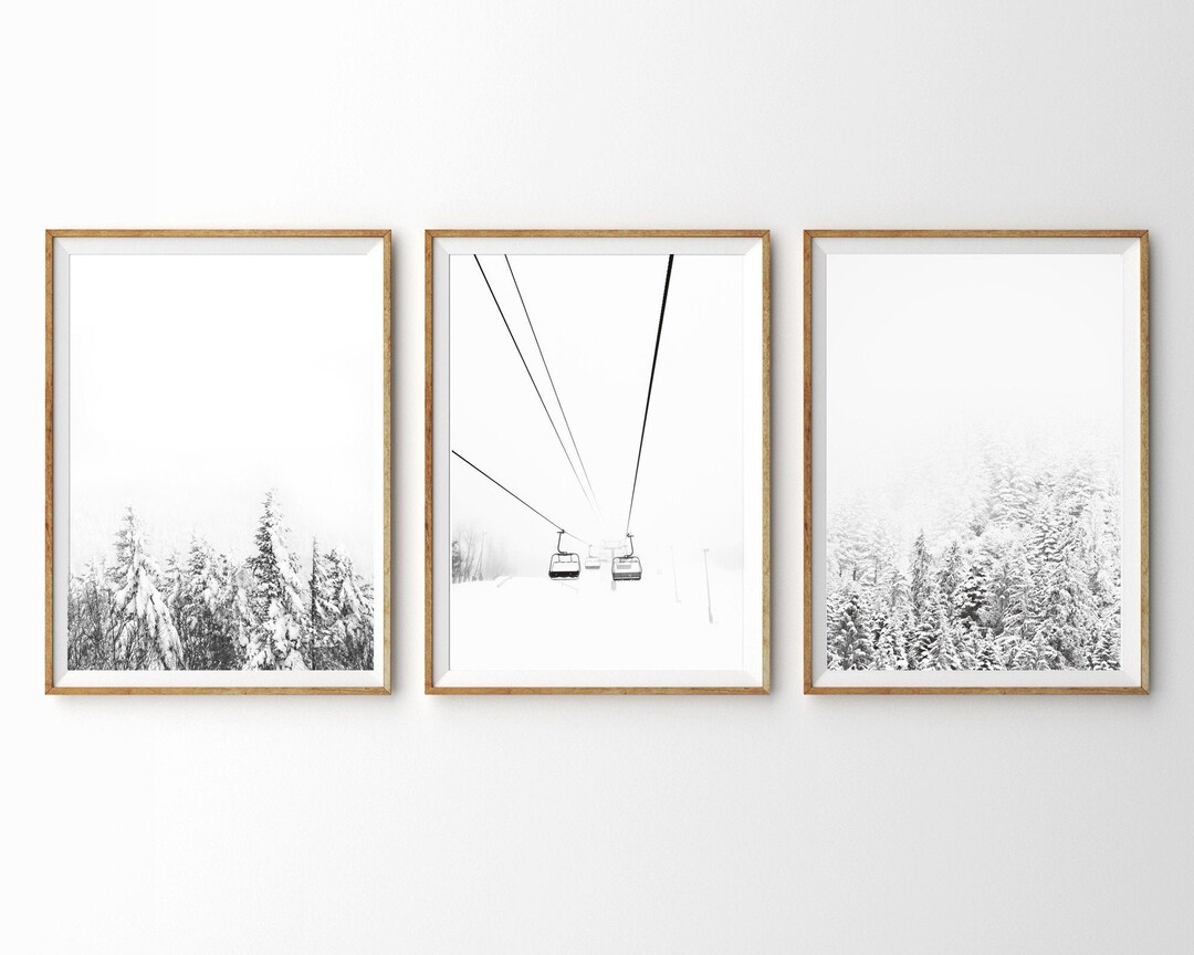 Winter Decor Gallery Wall Set Ski Print Set of 3 Winter Prints Snowy ...