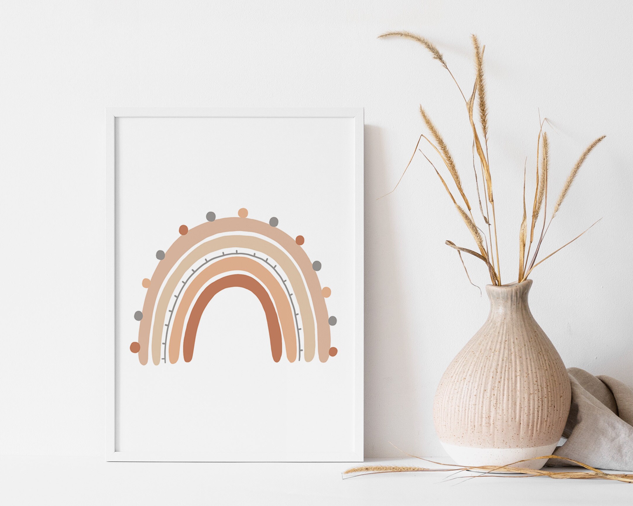 Rainbow Nursery Decor Boho Rainbow Poster Pom Poms Printable | Etsy