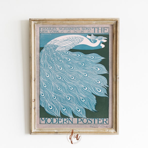 Turquoise Bird Print - Etsy