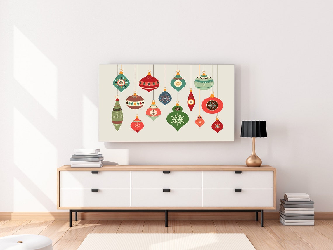 Retro Christmas Samsung Frame TV Art, Baubles, Christmas Ornaments ...