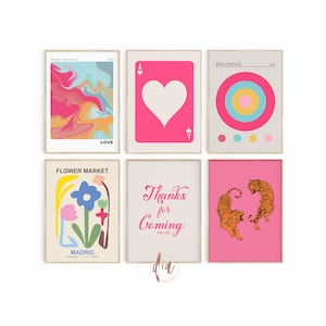 Preppy Gallery Wall Set, Trendy Wall Art, Preppy Pink Posters, DIGITAL ...