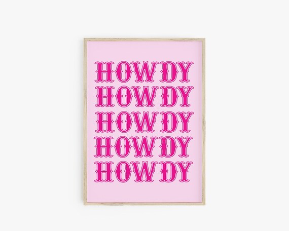 Pink Howdy Print Western Wall Art Preppy Western Print Y2K - Etsy
