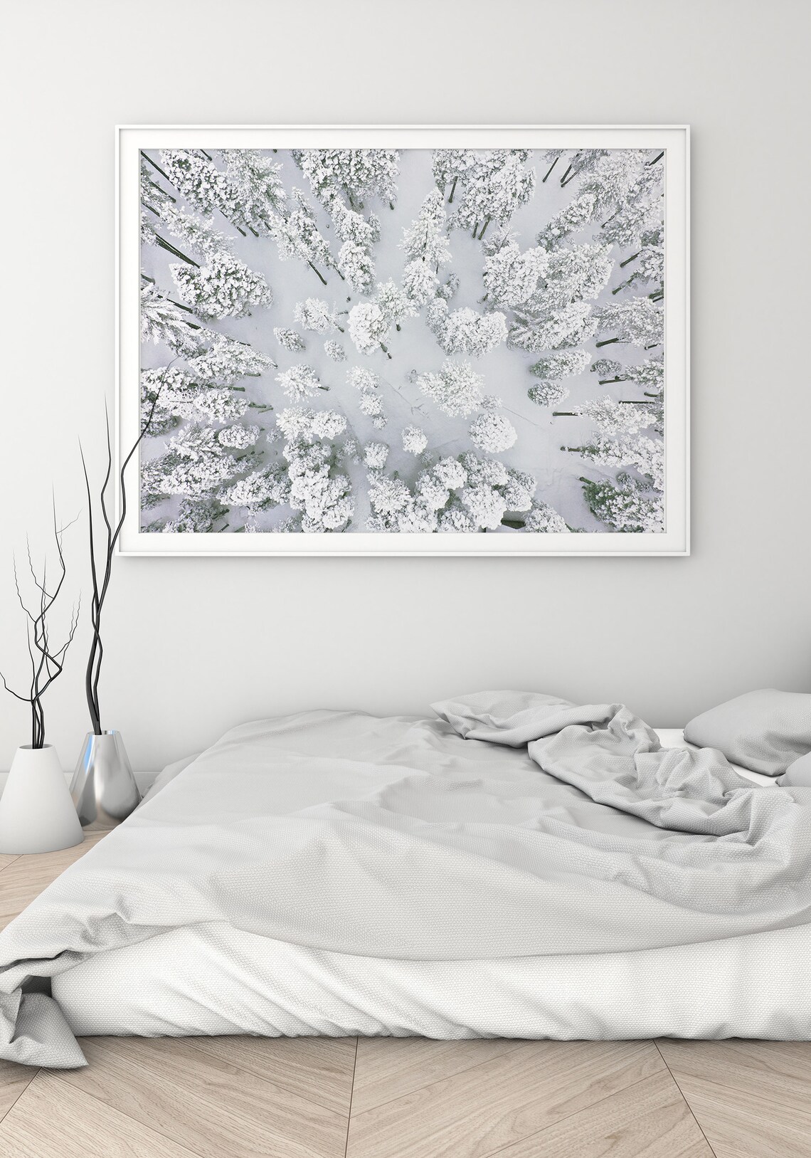 Winter Landscape Print Horizontal Wall Art Snow Covered Trees Aerial ...