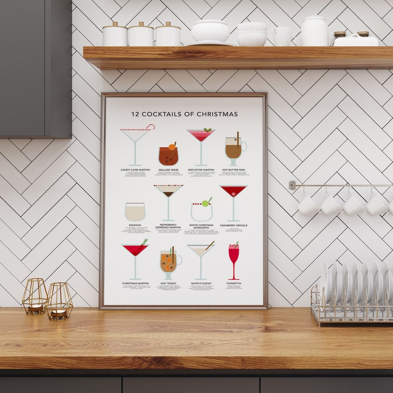 Cocktail Poster Holiday Cocktail Print Bar Cart Print Bar - Etsy