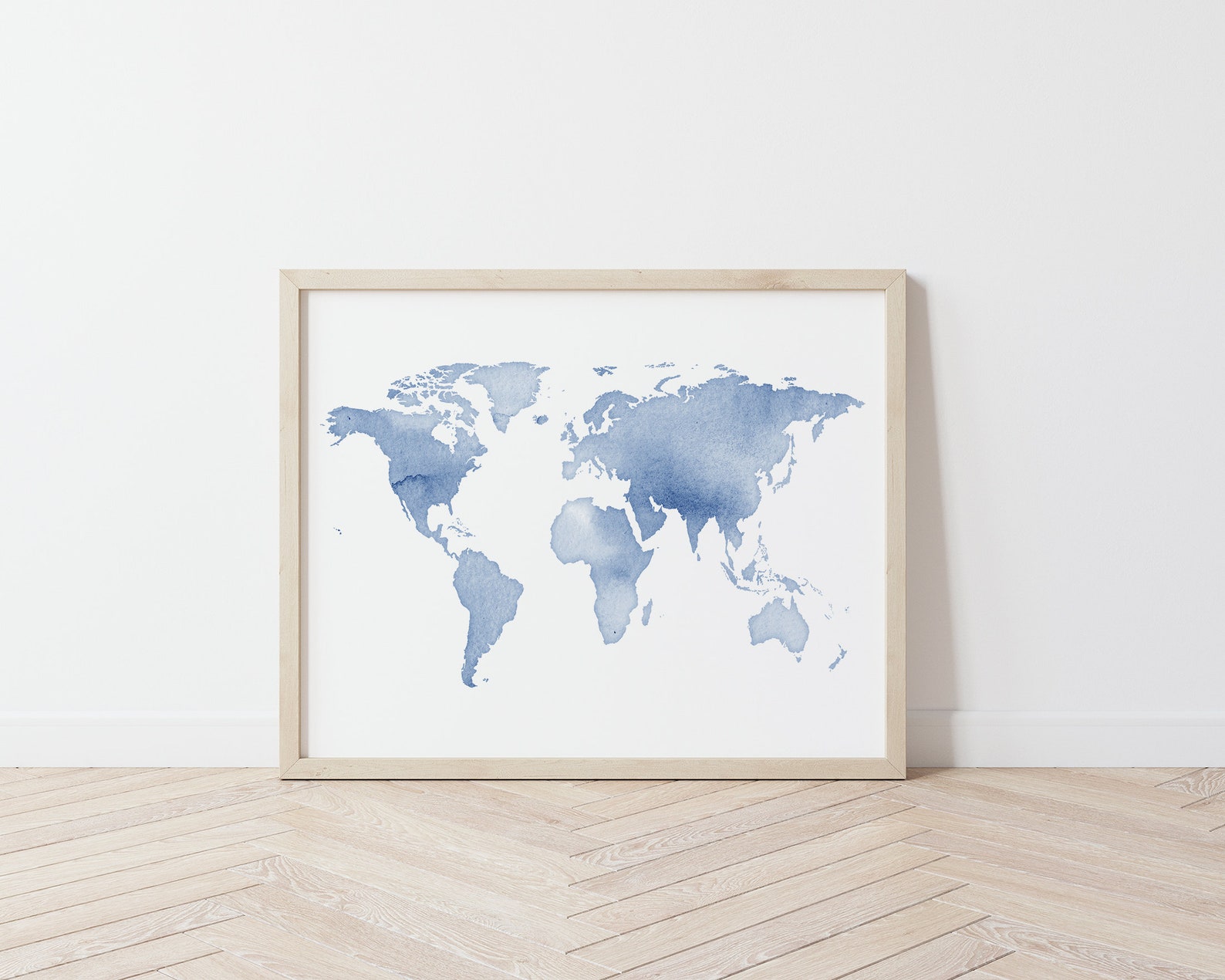Navy Blue World Map Print Watercolor Print Printable Map Boy | Etsy
