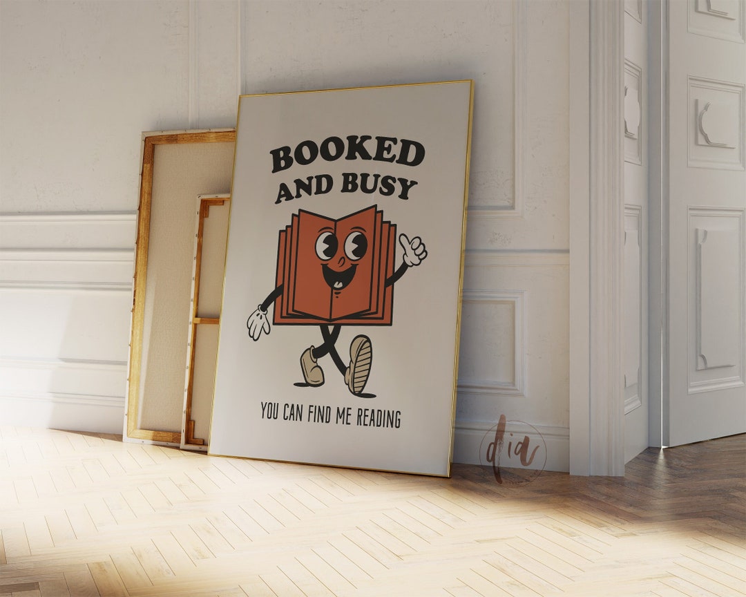 Classroom Wall Art, Reading Poster, Retro Book Cartoon, Mascot ...