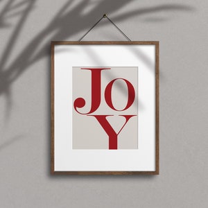 Retro Christmas Printable, Joy Art Print, Christmas Saying, Printable ...