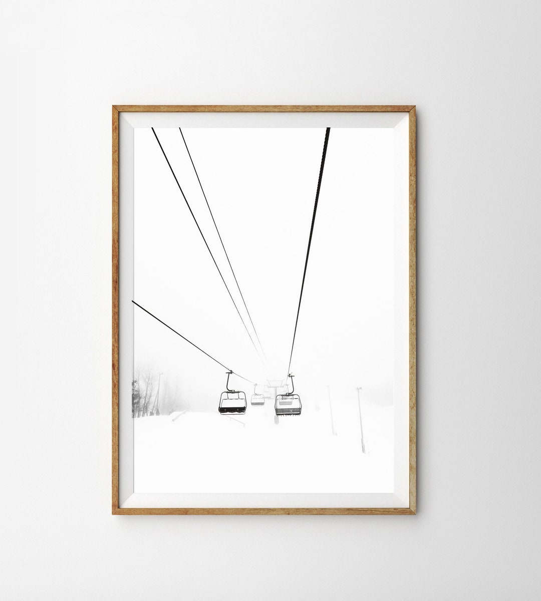Ski Lift Print Winter Wall Art Large Poster Print Snow Covered Scene ...