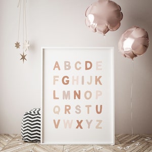 Neutral Alphabet Poster Printable Wall Art Nursery Decor Classroom ...