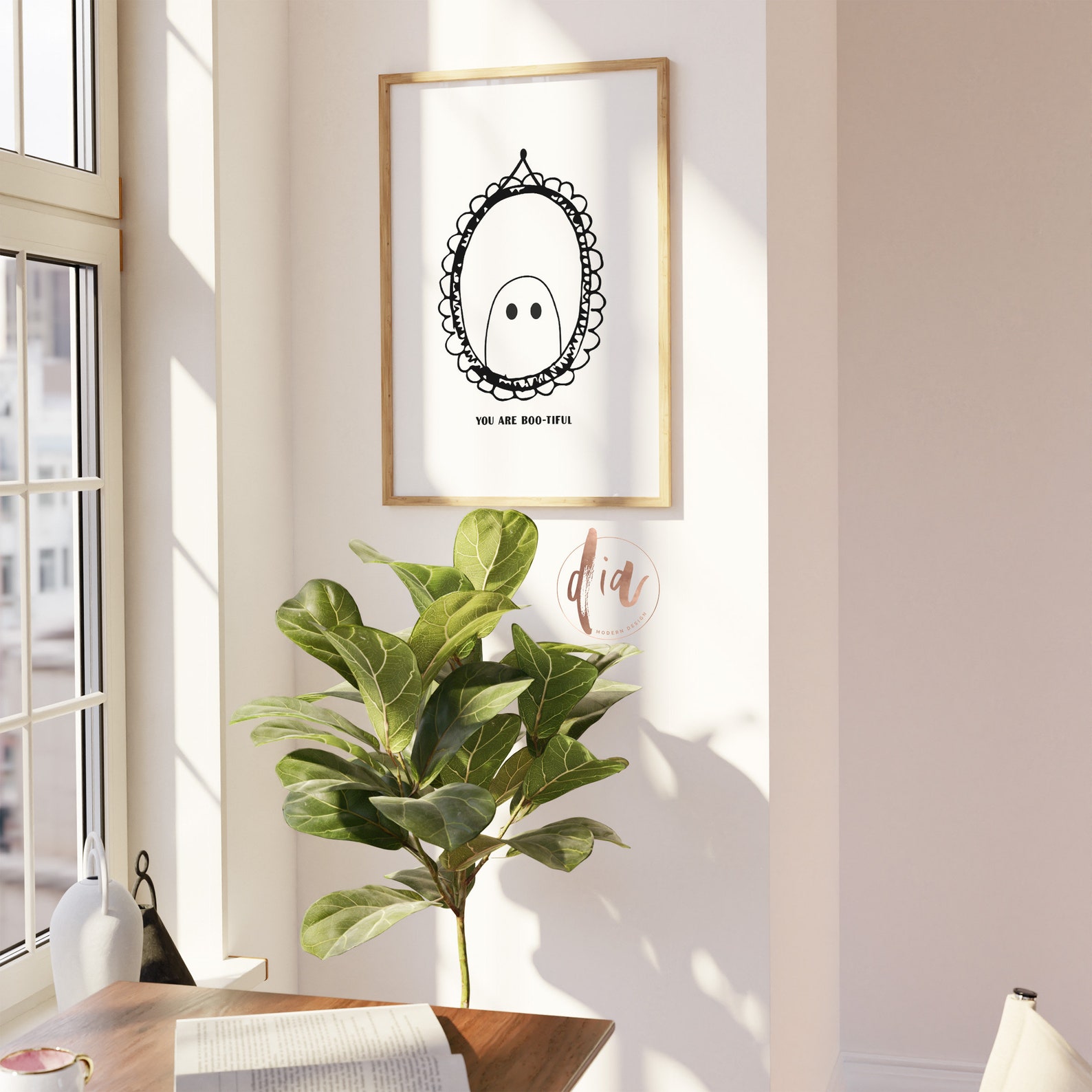 Trendy Halloween Wall Art, Cute Ghost Print, You Are Bootiful Positive ...