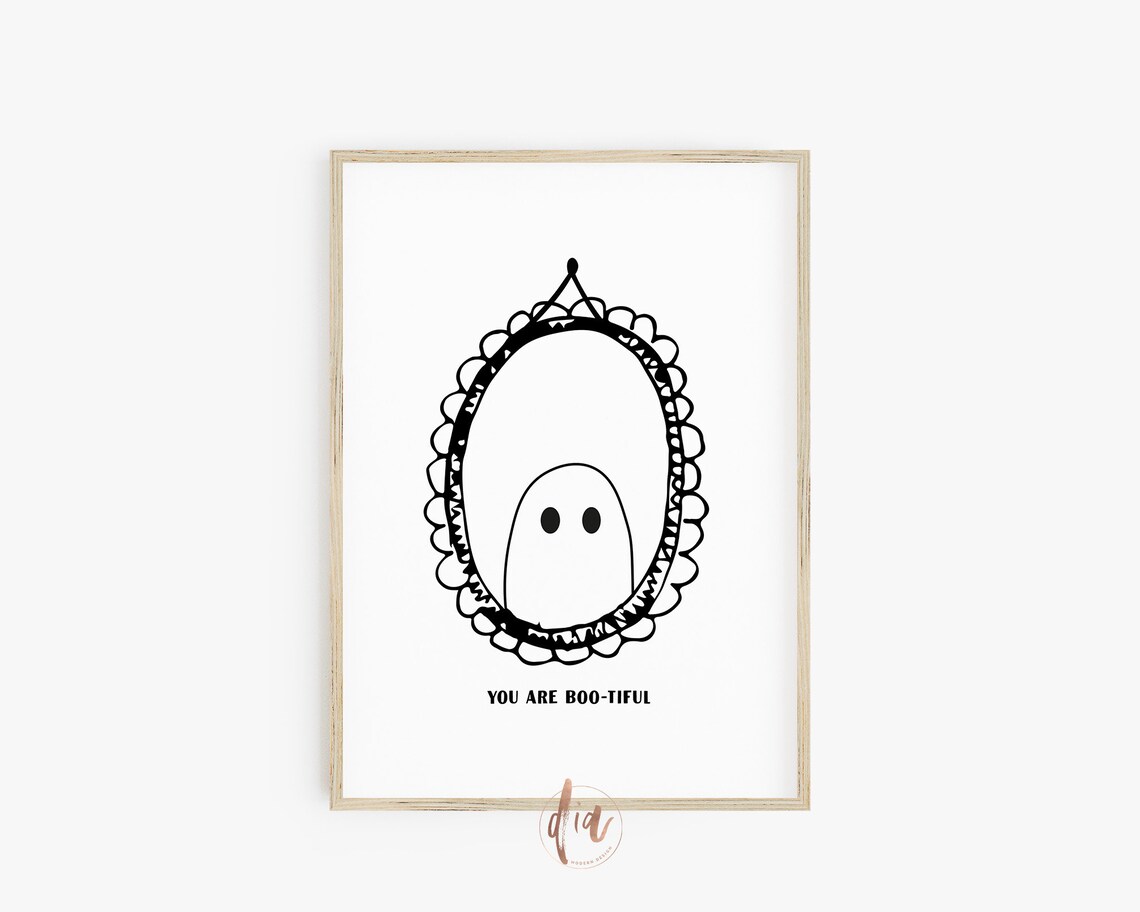 Trendy Halloween Wall Art, Cute Ghost Print, You Are Bootiful Positive ...