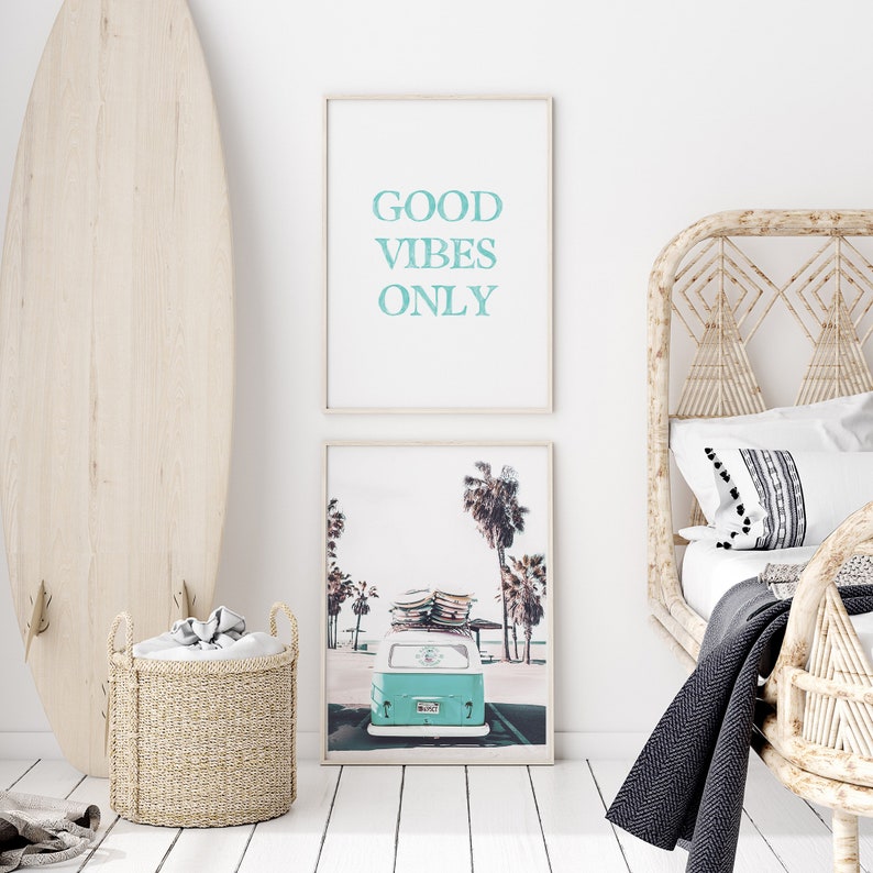 Beach Nursery Print Set of 4 Turquoise Blue Surf Art Prints Digital ...