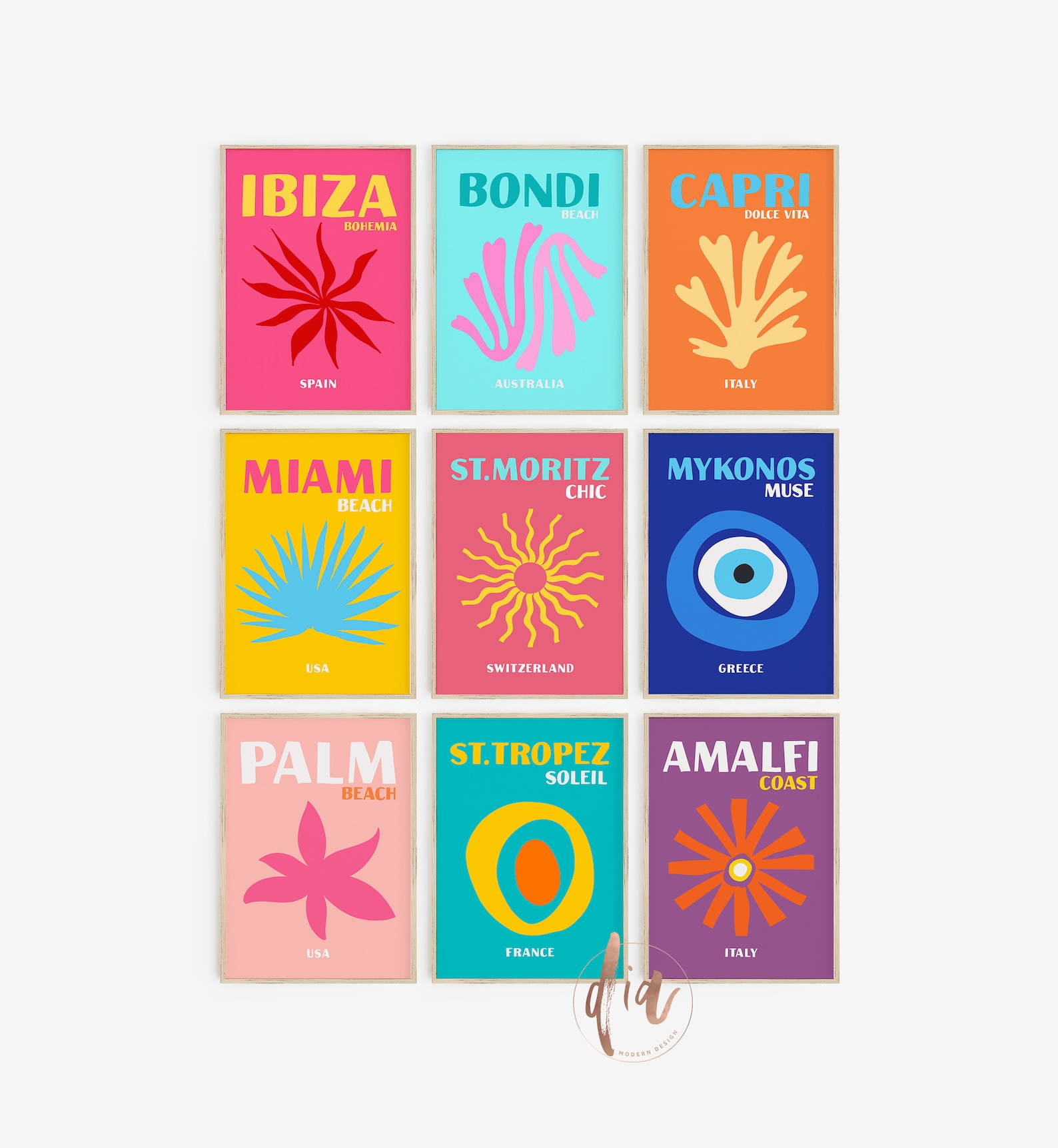 Preppy Room Decor Travel Poster Bundle Set of 18 Wall Collage - Etsy