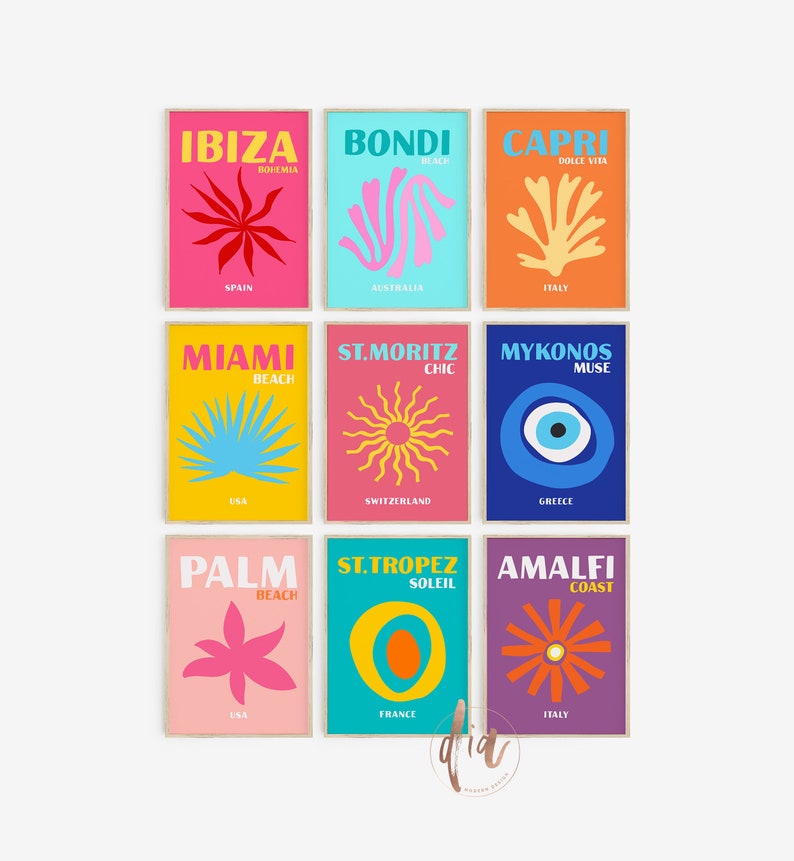 Preppy Room Decor Travel Poster Bundle Set of 18 Wall Collage - Etsy