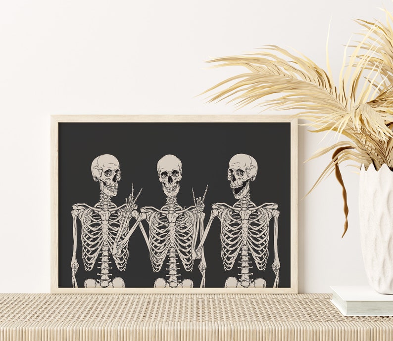Halloween Printable Wall Art Halloween Decor Funny Skeleton - Etsy