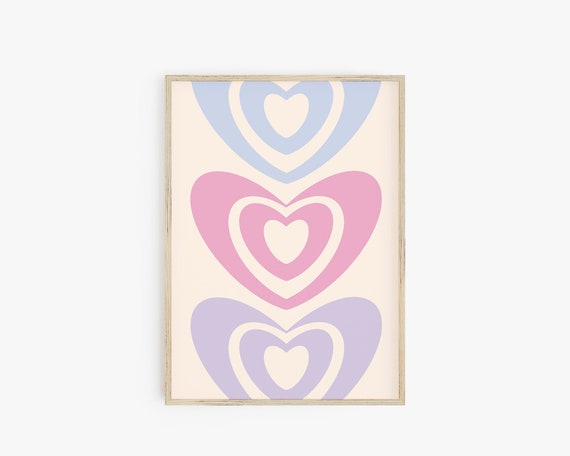 Pastel Hearts Print Y2K Print Y2K Decor Danish Pastel | Etsy