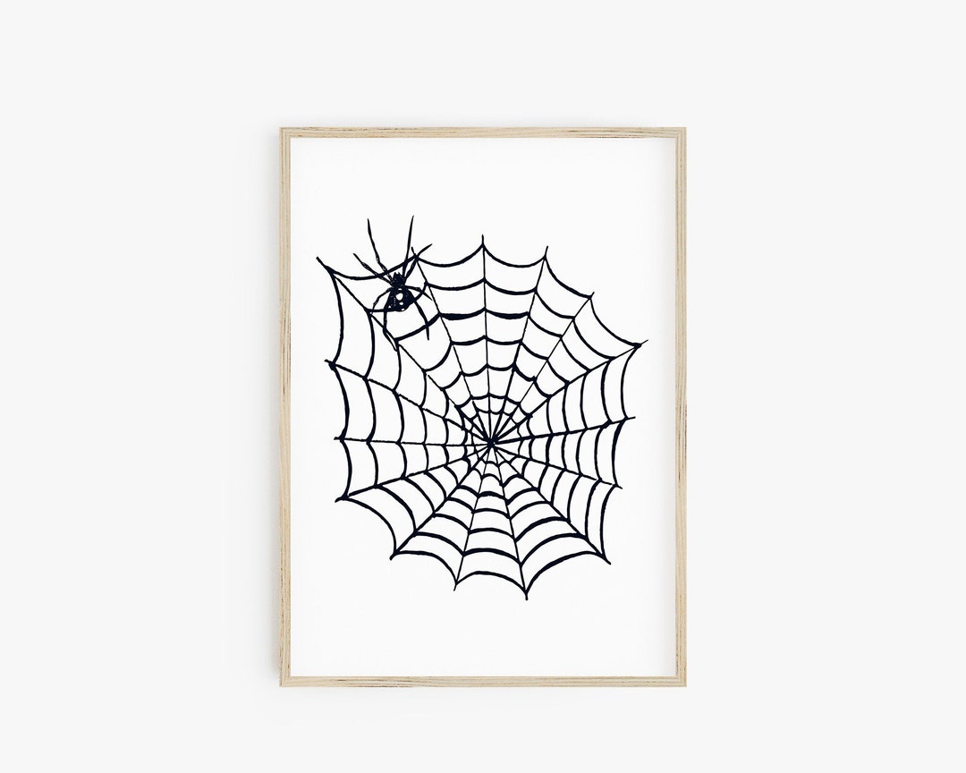Cobweb Print, Spider Art Print, Halloween Decor, Spider in Cobweb ...