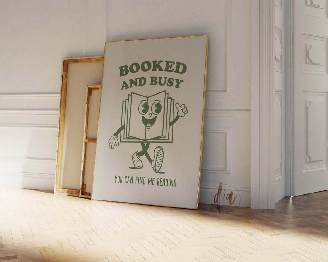 Retro Reading Poster, Classroom Wall Art Print, Retro Book Cartoon ...