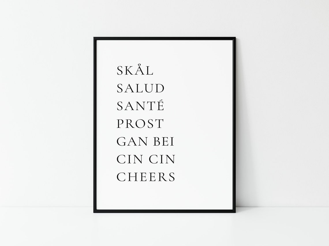Cheers Printable Poster Set of 2 Cheers Sign Bar Cart Print | Etsy