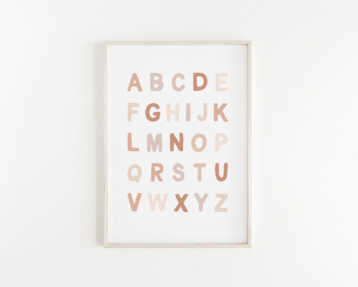 Neutral Alphabet Poster Printable Wall Art Nursery Decor - Etsy
