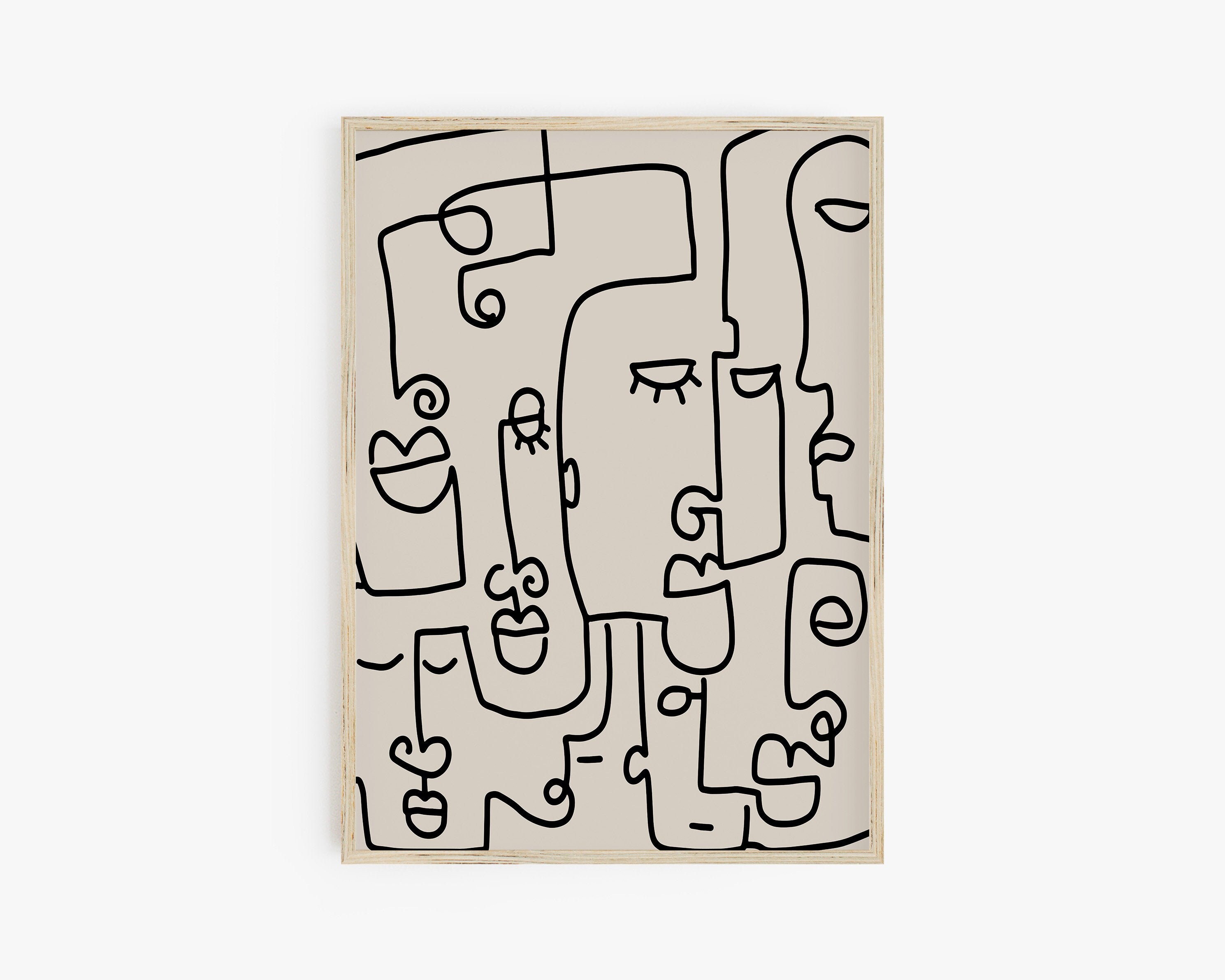 Line Art Print Abstract Face Continuous Line Art Primitive | Etsy