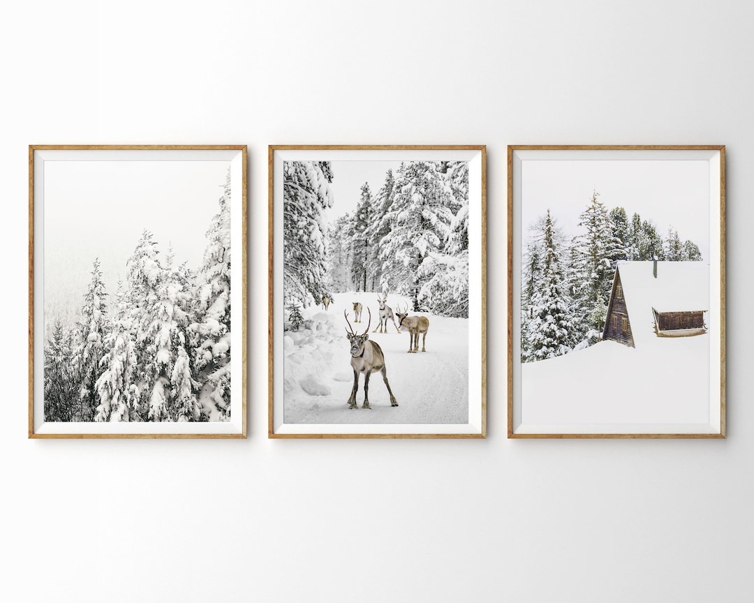 Holiday Decor Winter Set of 3 Prints Nordic Print Christmas Wall Art ...