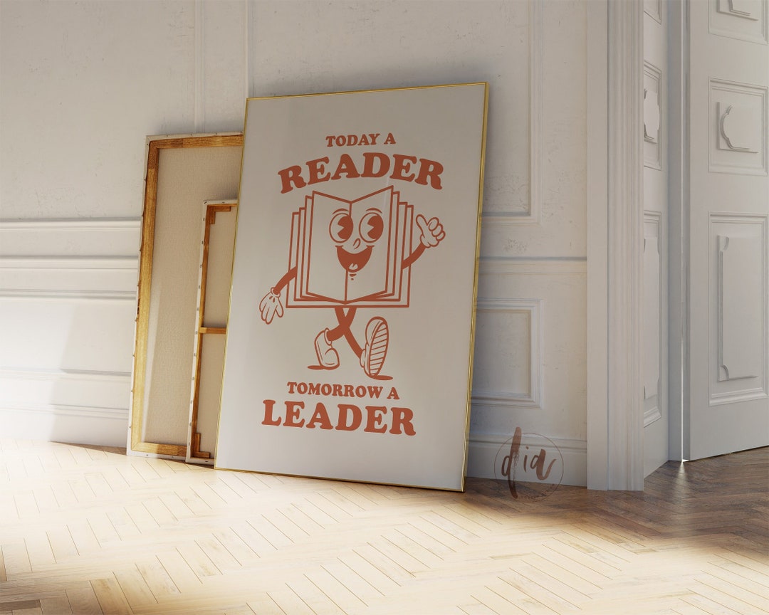 Retro Classroom Poster, Reading Wall Art Print, Retro Book Mascot ...