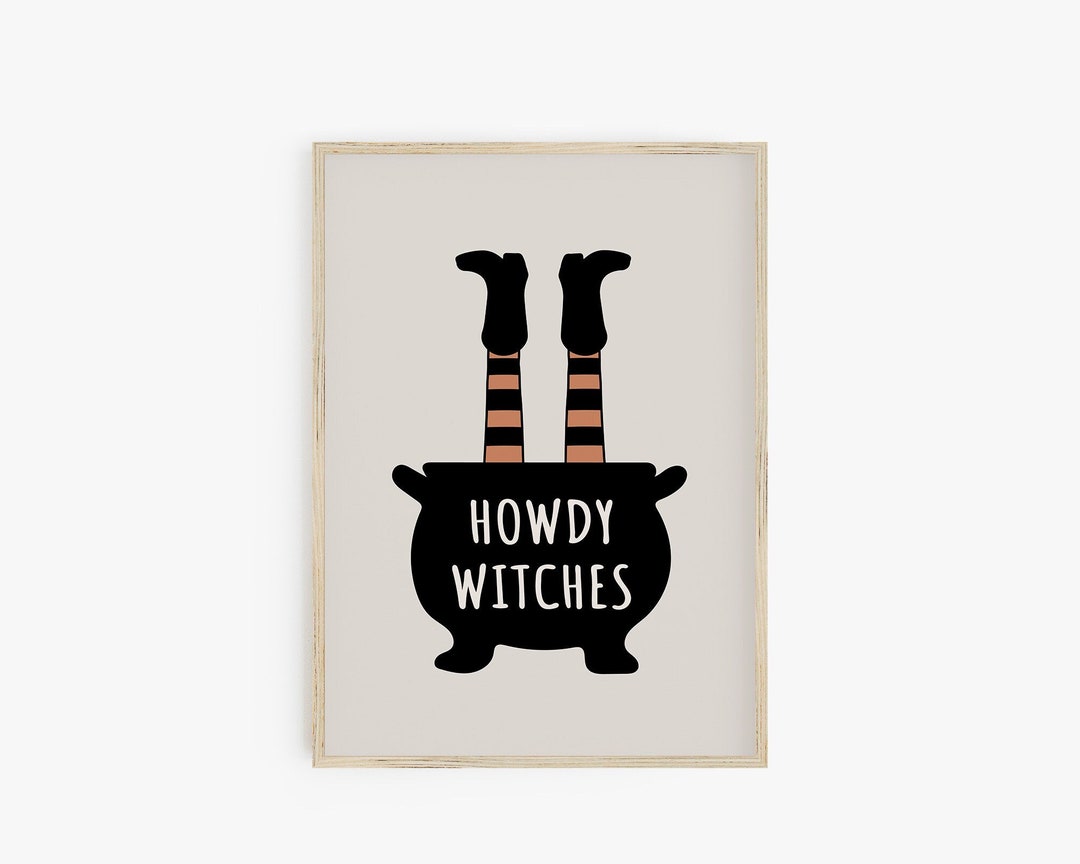 Howdy Witches Halloween Printable, Witch With Cowboy Boots Art Print ...