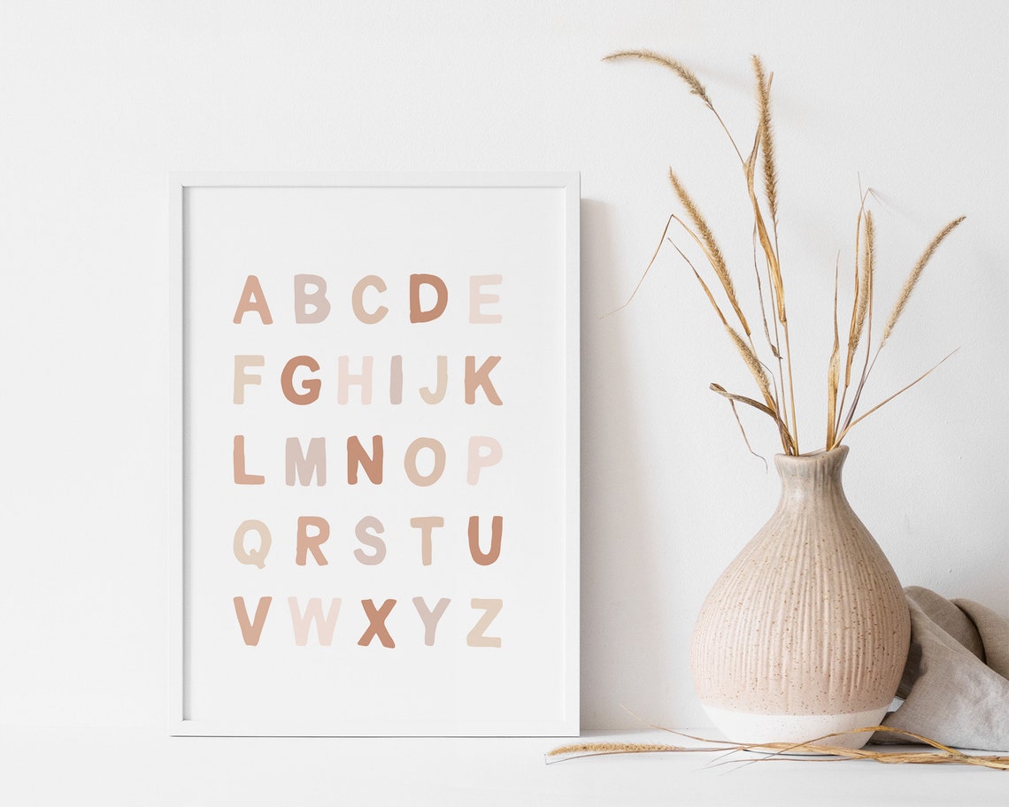 Neutral Alphabet Poster Printable Wall Art Nursery Decor | Etsy