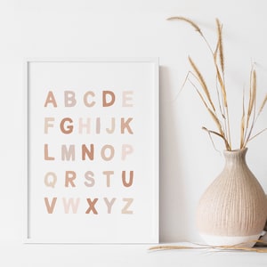 Neutral Alphabet Poster Printable Wall Art Nursery Decor Classroom ...