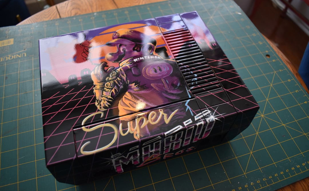 Cyberpunk Mario Themed Custom Painted NES Video Game Console - Etsy