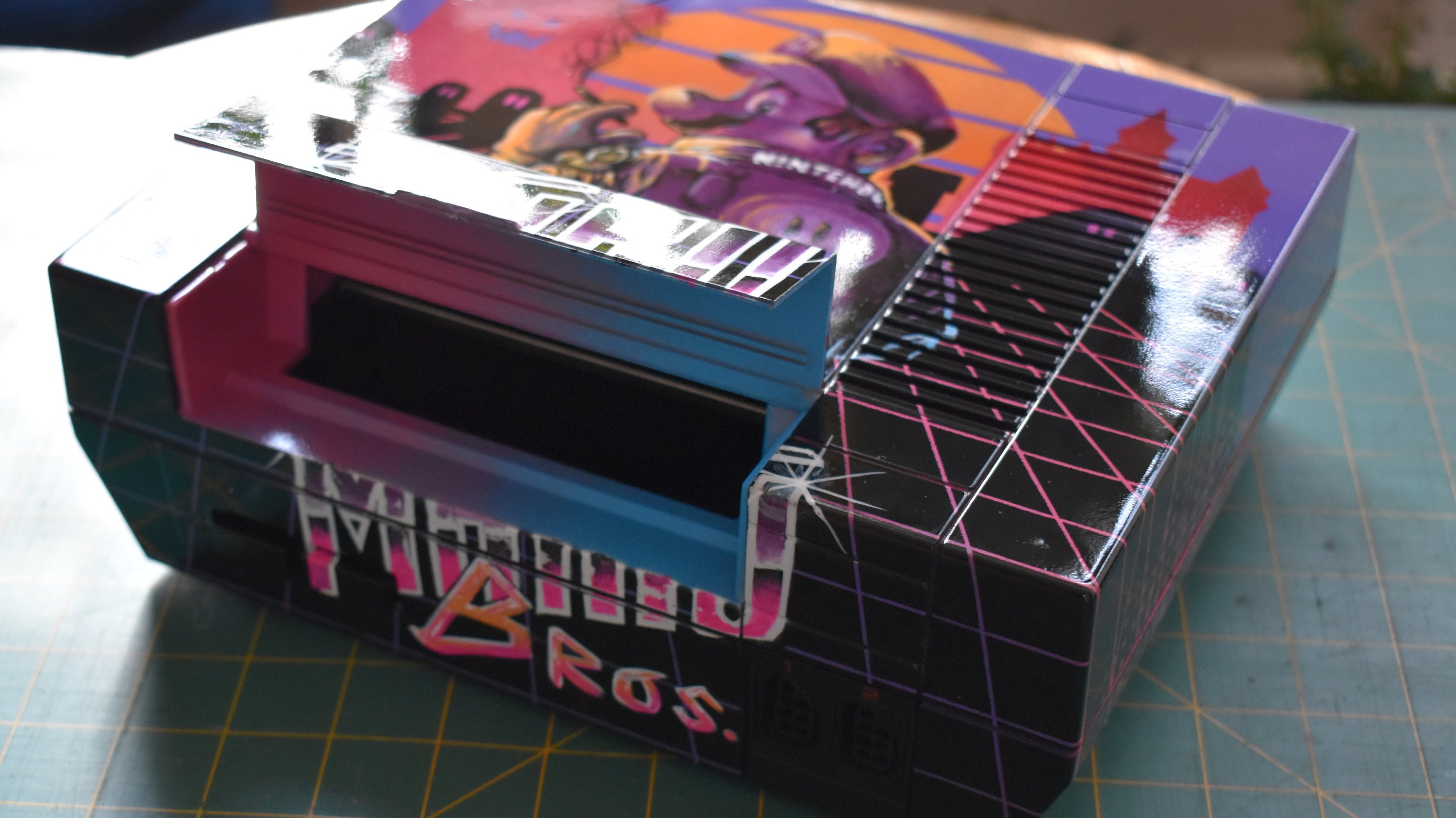 Cyberpunk Mario Themed Custom Painted NES Video Game Console - Etsy