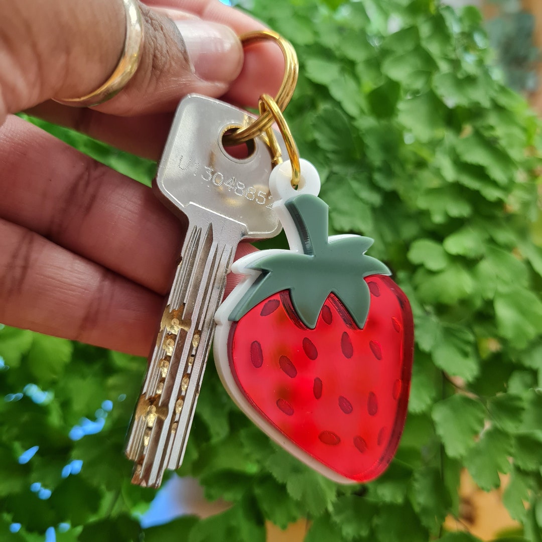 Strawberry Keyring | Fruit Keyring | Summer Fruit Accessories - Etsy