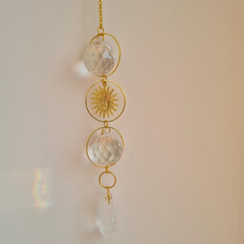 Celestial 9 AB Crystal Sun Moon Charm / Suncatcher Mobile / - Etsy