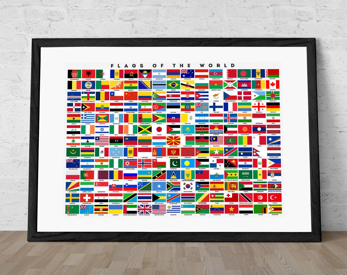 Flags of the World Art Print World Country Flags Poster | Etsy