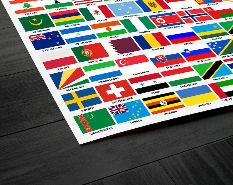 Flags of the World Art Print World Country Flags Poster | Etsy