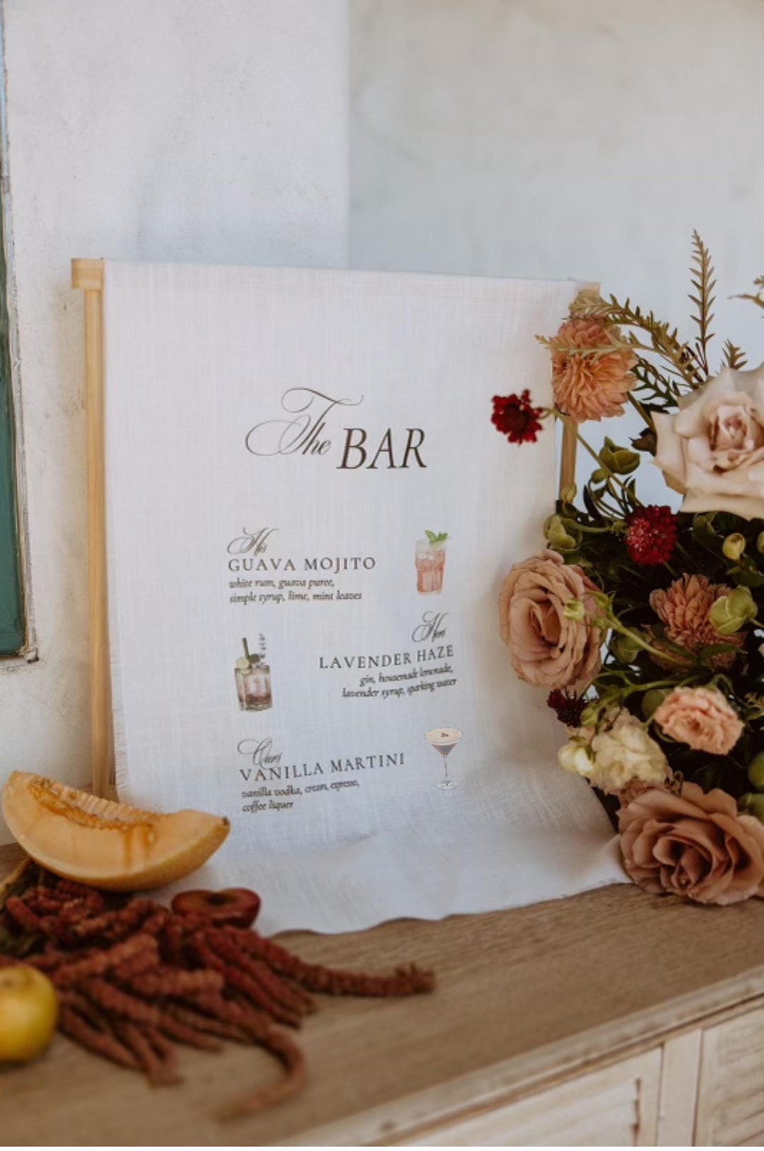 Savannah Linen Bar Menu | Cocktail Drink Menu | Customizable Wedding ...