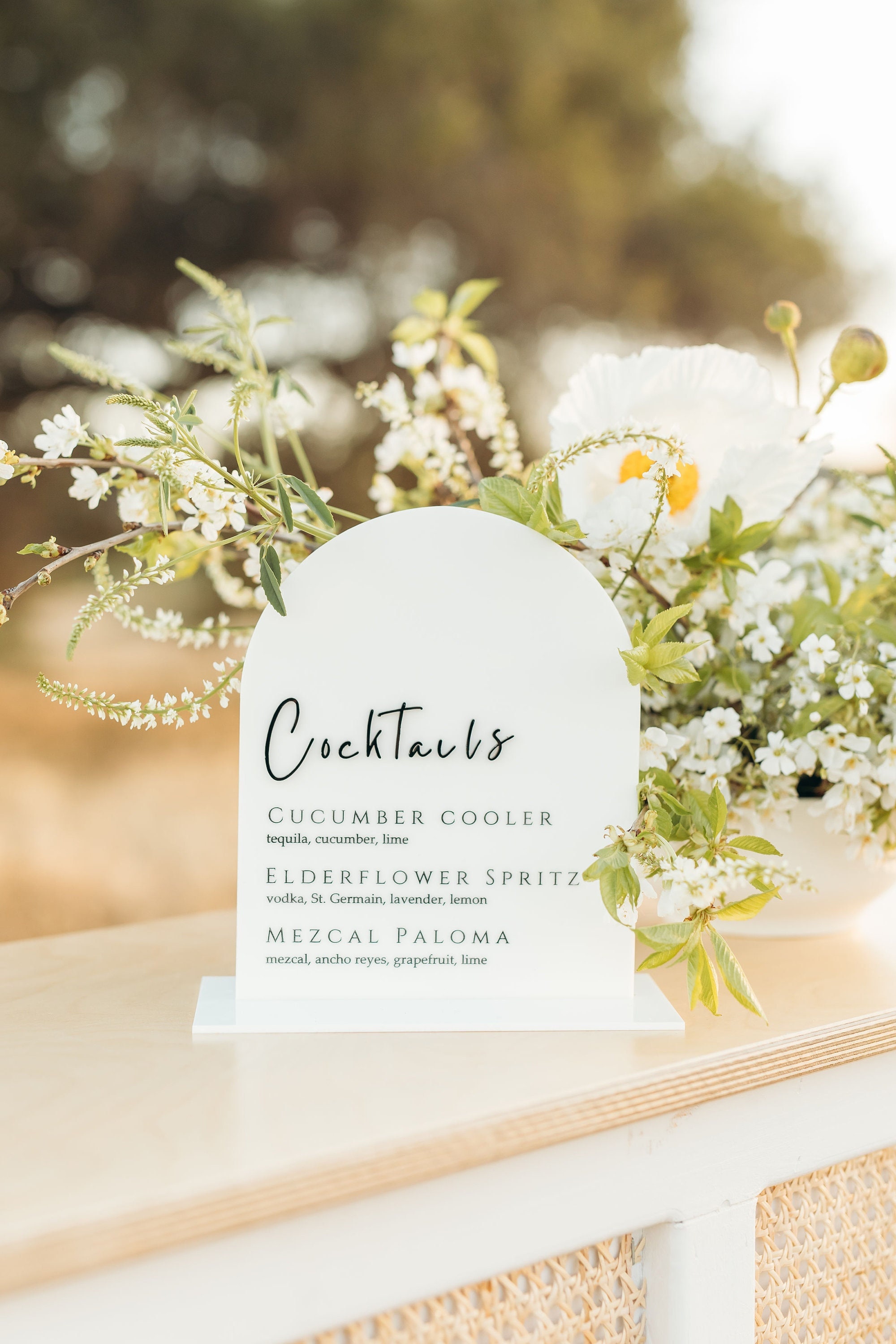 Arched Minimalist Acrylic Bar Menu | Customizable Cocktail Sign - Etsy