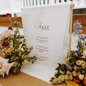 Madeline Linen Bar Menu | Large Linen Cocktail Drink Menu ...