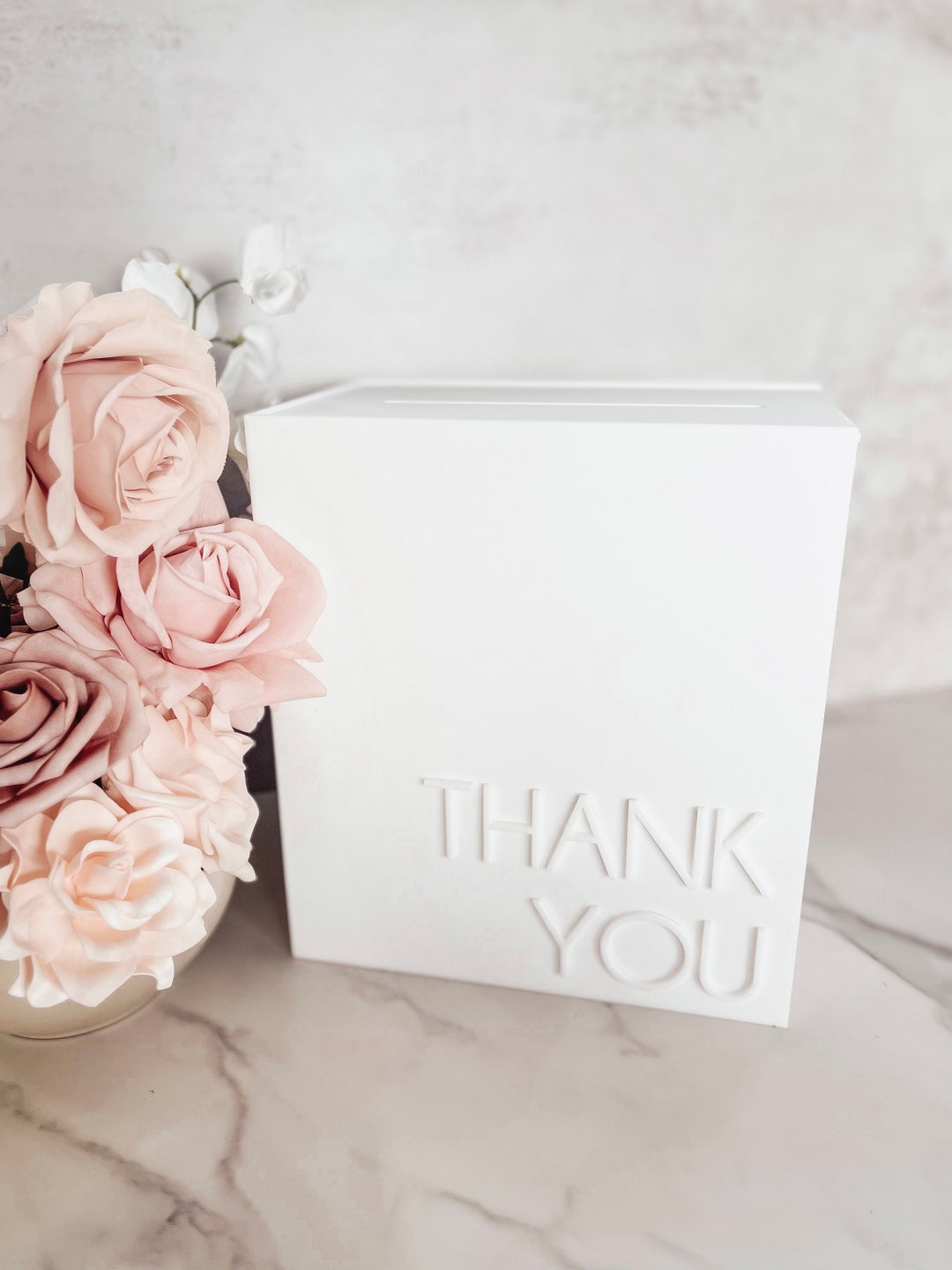White Acrylic Card Box Thank You Wedding Acrylic Box Cards and Gifts ...