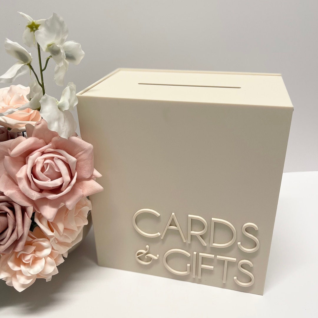 Beige Acrylic Card Box Matte Wedding Acrylic Box Cards and Gifts Box ...