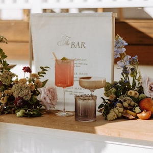 Madeline Linen Bar Menu | Large Linen Cocktail Drink Menu ...