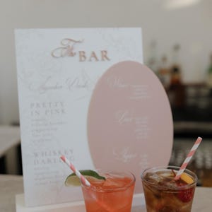 Romantic Cocktail Drink Menu | Minimalist Double Acrylic Menu | Wedding ...