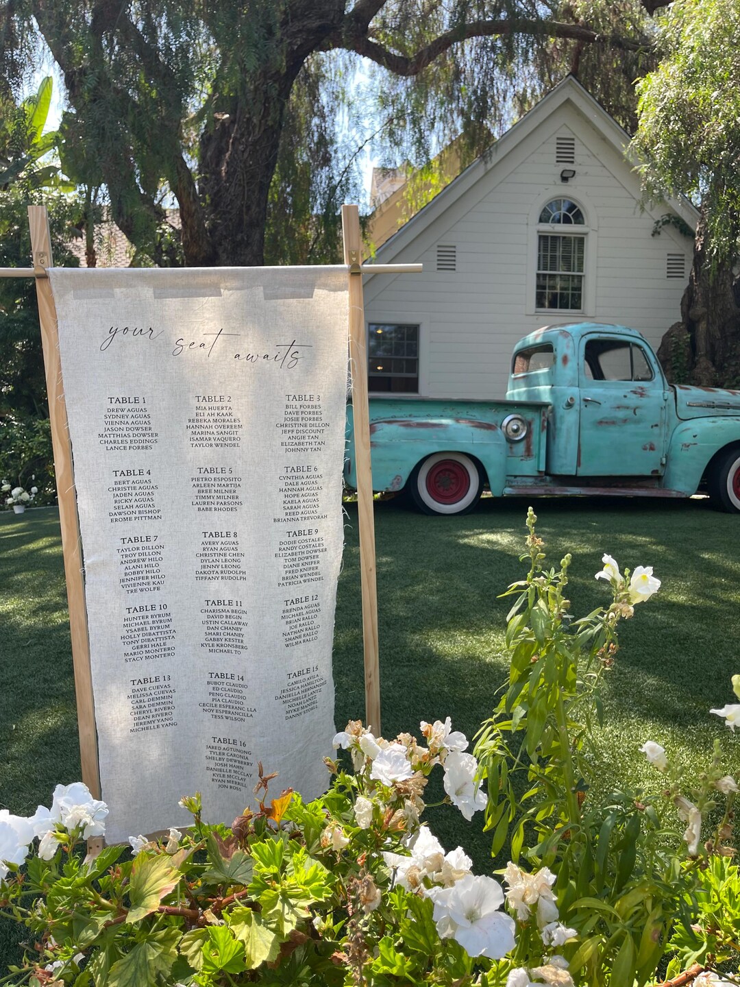 Linen Seating Chart | Wedding Seating Chart | Custom Fabric Seating ...